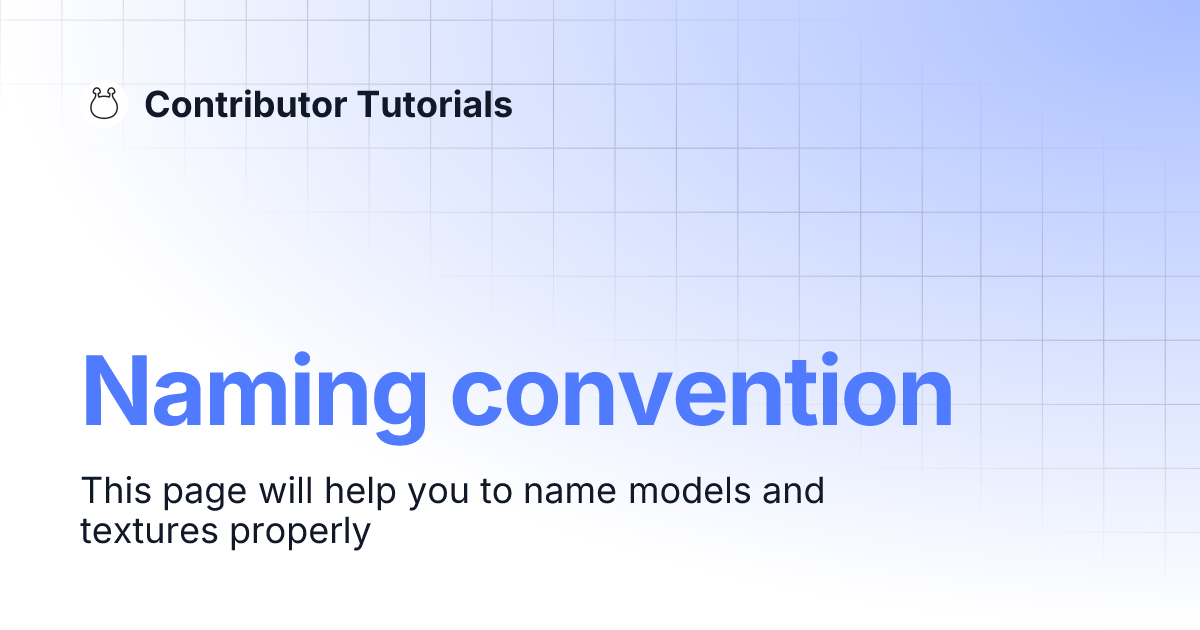 Naming convention | Contributor Tutorials
